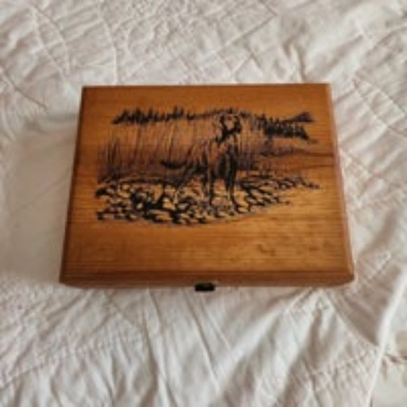 Storage & Organization | Vintage Wood Box With Dog | Poshmark